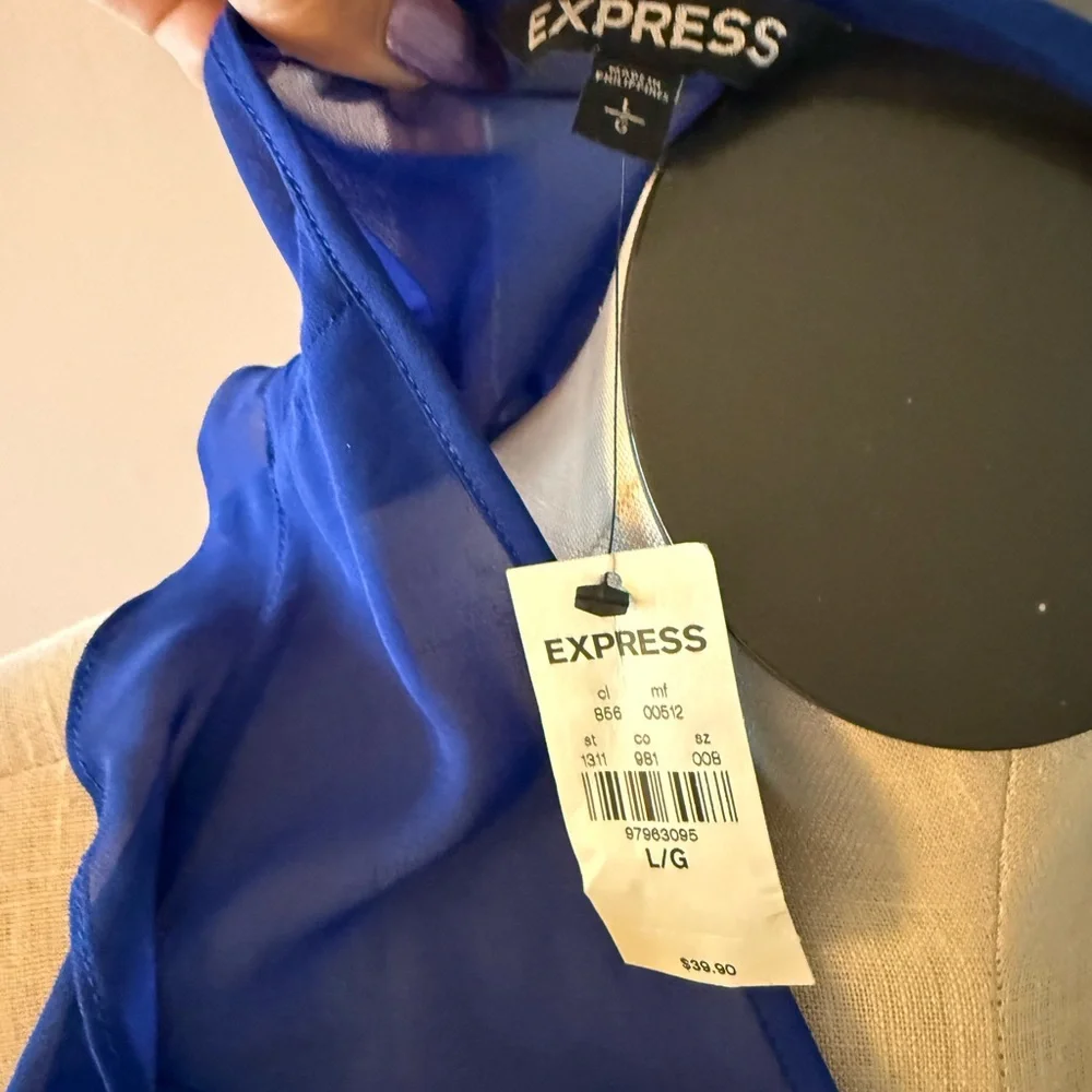 Express | Tops | Express Royal Blue Ruffle Vneck Blouse | Poshmark